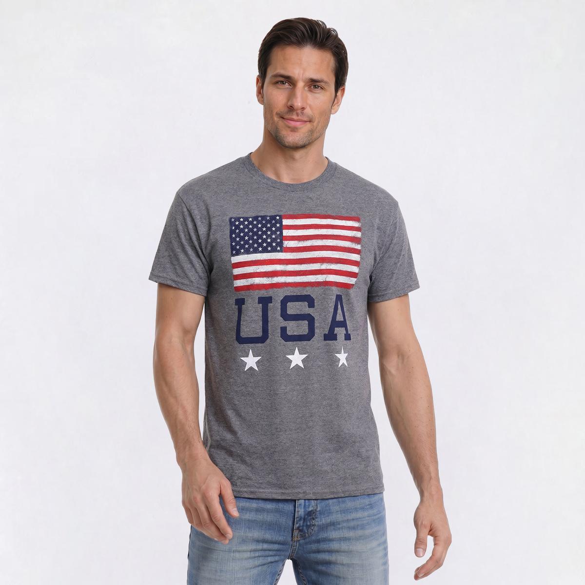 Click here for Mens Home of the Brave Halftone USA Graphic Tee prices